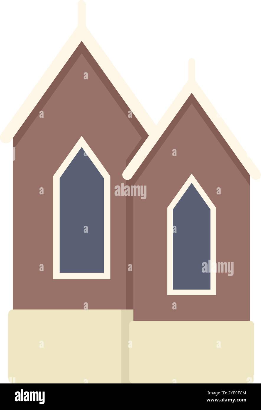 Small brown church building with arched windows, white trim and brown ...