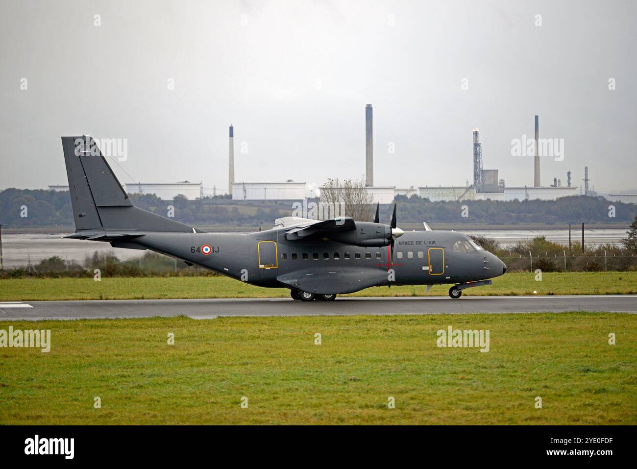French Air Force CASA CN-235, F-RAIJ, taxiing out of to Runway 27 at ...