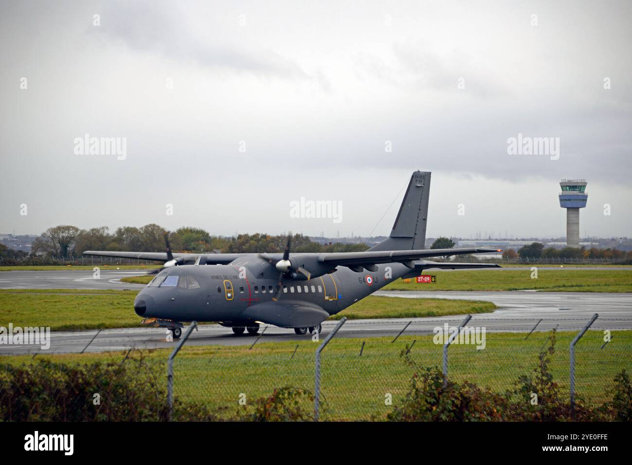 French Air Force CASA CN-235, F-RAIJ, taxiing out of to Runway 27 at ...