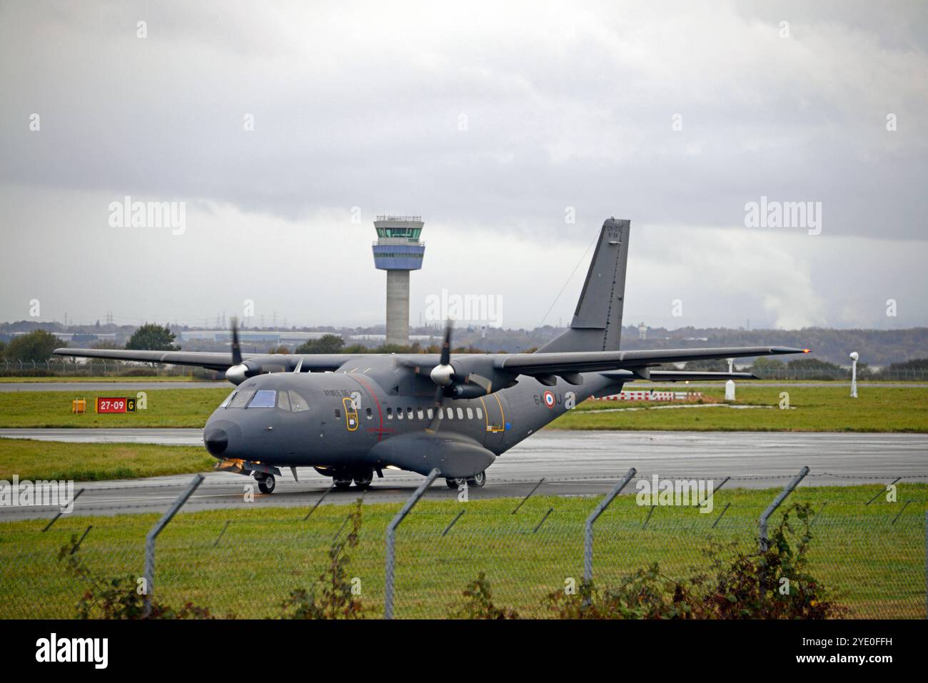 French Air Force CASA CN-235, F-RAIJ, taxiing out of to Runway 27 at ...