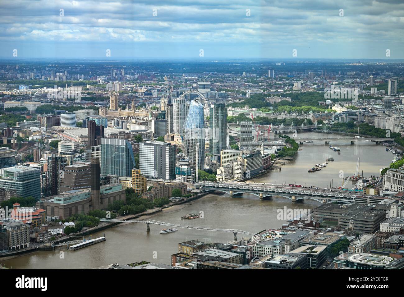 Aerial view of One Blackfriars and Southbank skyscraper towers in ...