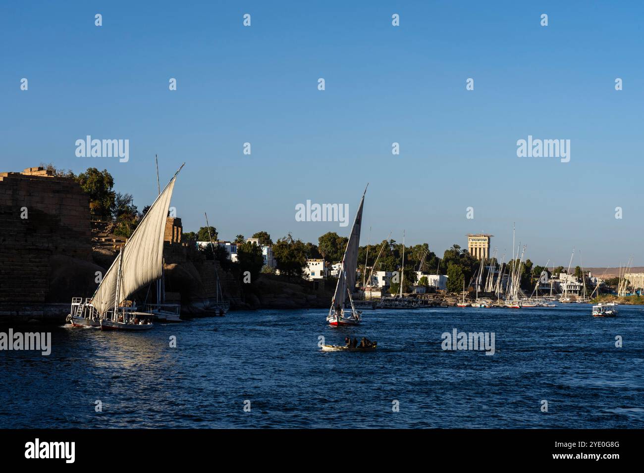 Feluccas on the Nile river, Aswan, Egypt Stock Photo - Alamy