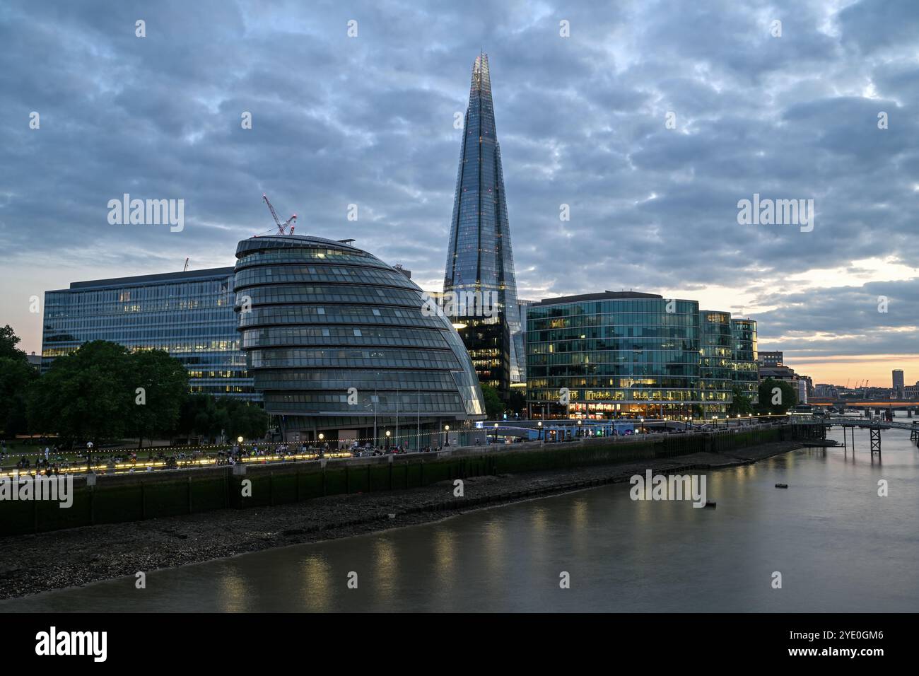 Shard skyscraper with its futuristic glass arrow spire facade viewed ...