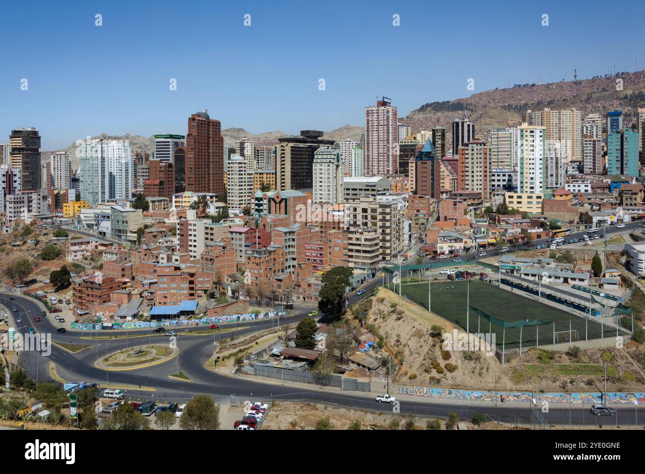 Beautiful view of Sopocachi, La Paz, Bolivia with modern buildings, a ...
