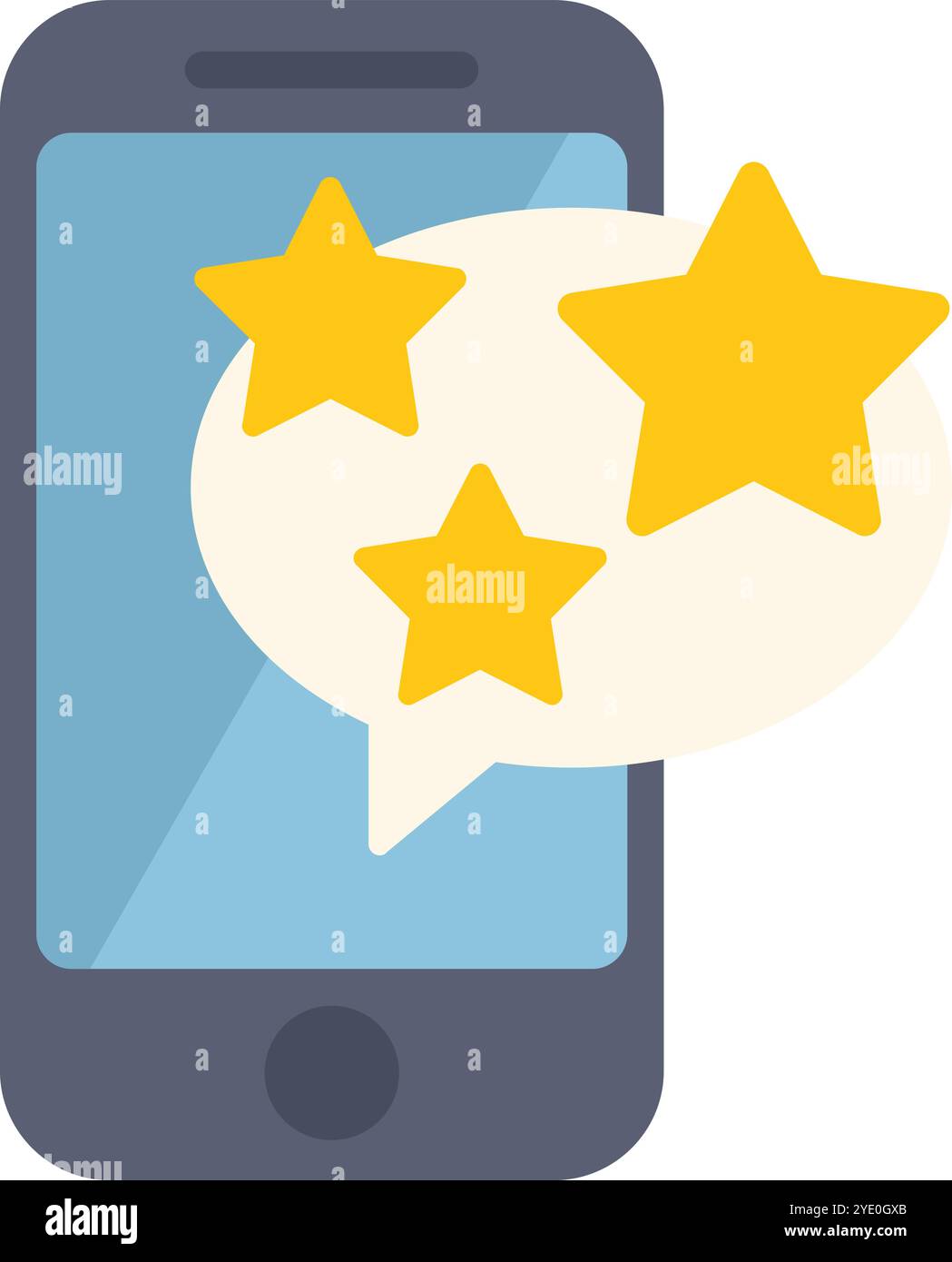 Smartphone is showing a customer review with a five star rating Stock ...