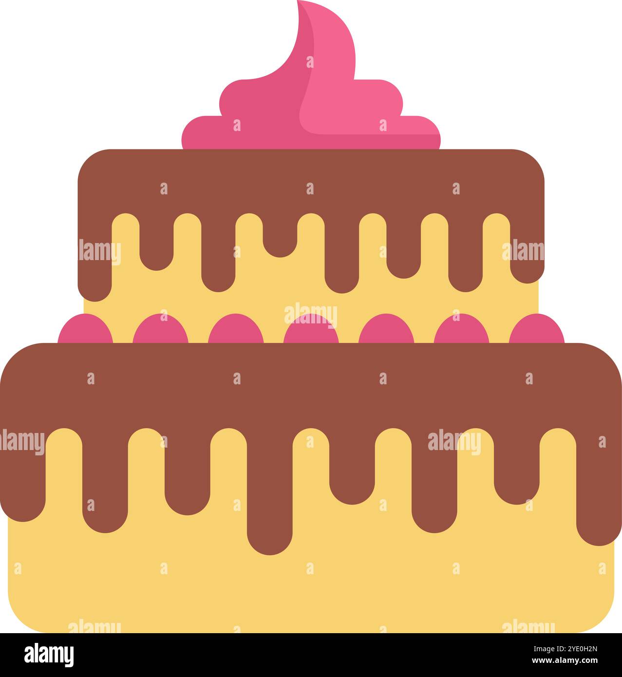 Vector illustration of a two tier cake with dripping chocolate icing ...