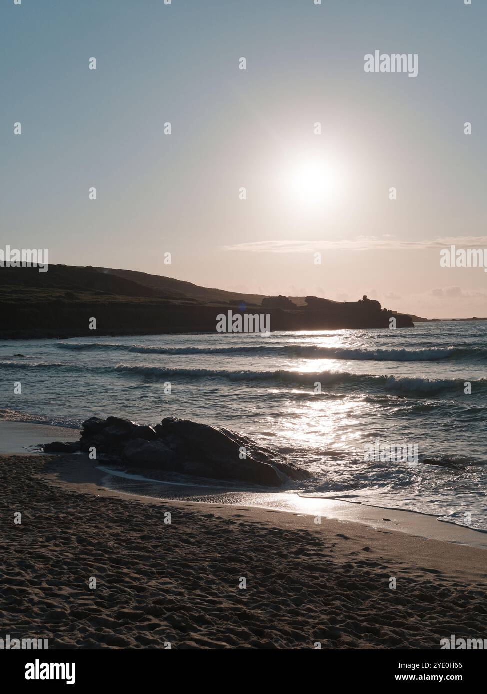 Porthmeor Beach, Waves hitting Beach, Sunset, St Ives, Cornwall ...