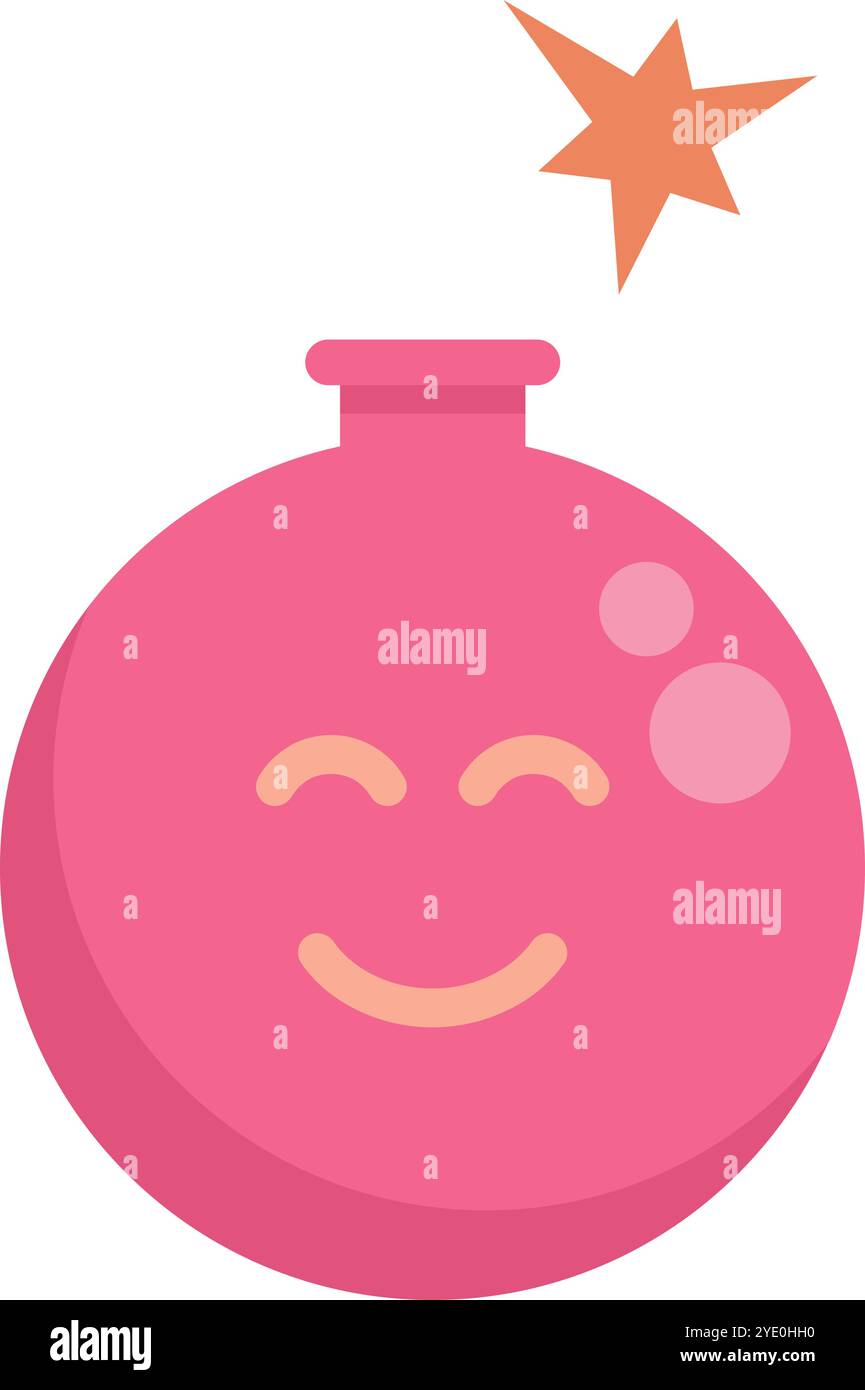 Cartoon illustration of a pink bomb smiling with a lit fuse about to ...