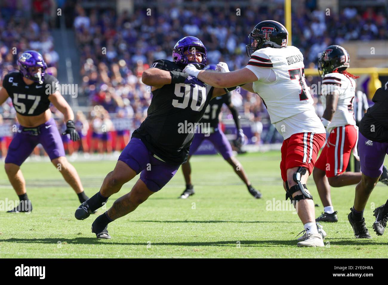 October 26, 2024: TCU Horned Frogs defensive lineman Caleb Fox (90 ...