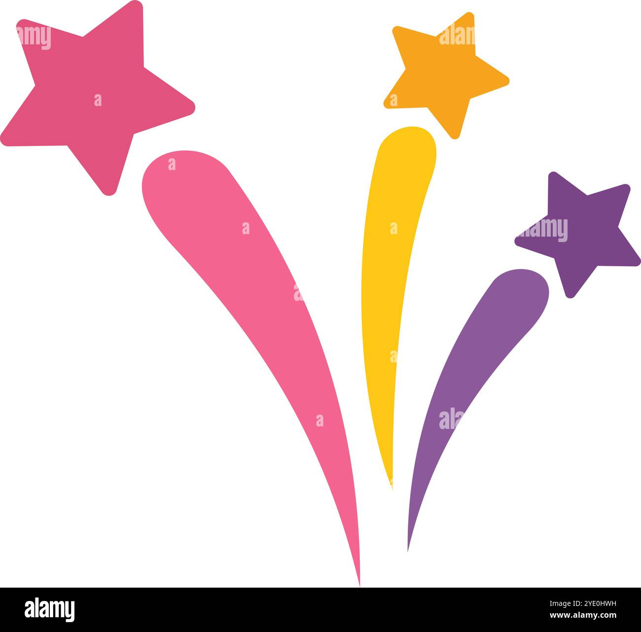Vector illustration of three colorful shooting stars flying through the ...