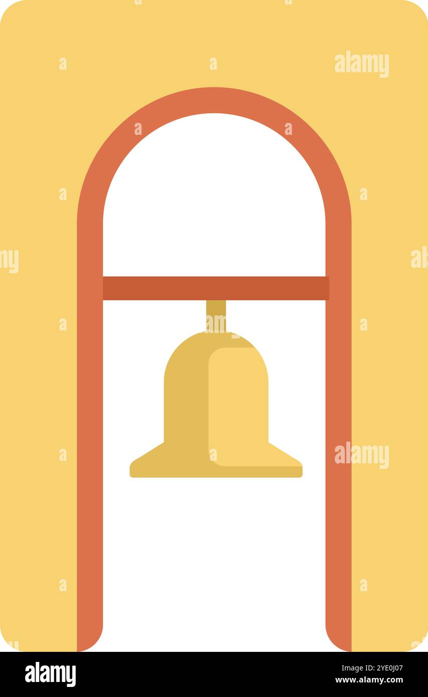 Minimalist illustration featuring a yellow bell tower with a single ...