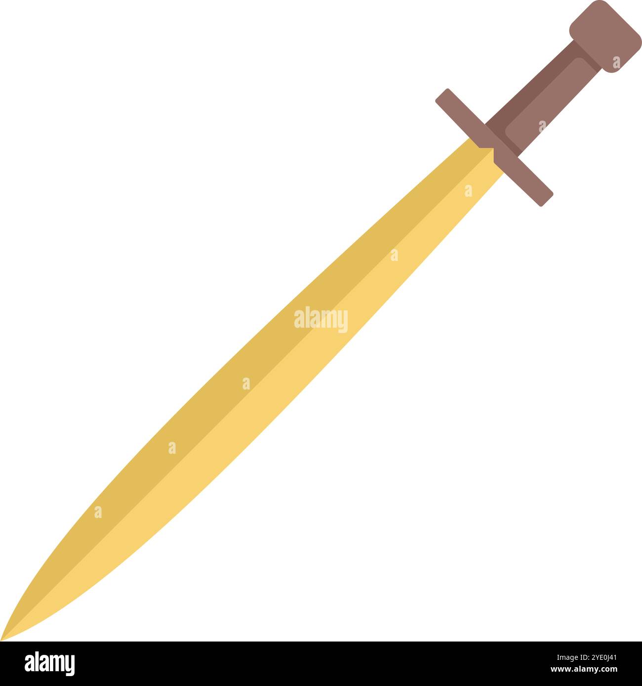 Sharp medieval sword pointing up right isolated on white background ...