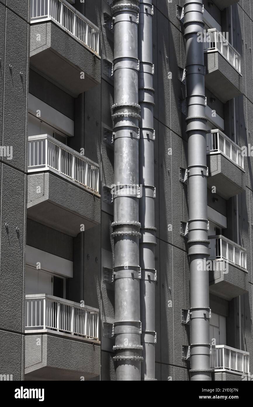 A balcony-equipped loading entrance on each floor of the building and ...