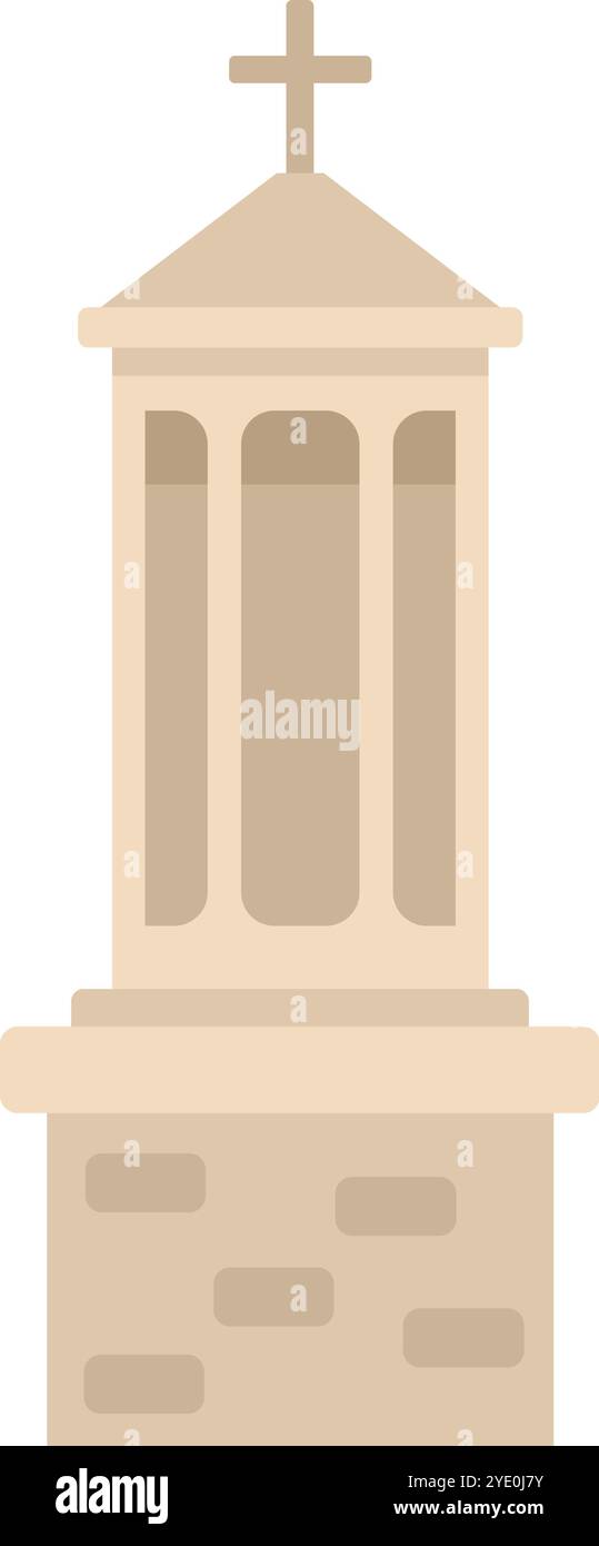 Simple vector illustration of a shrine building standing with a cross ...