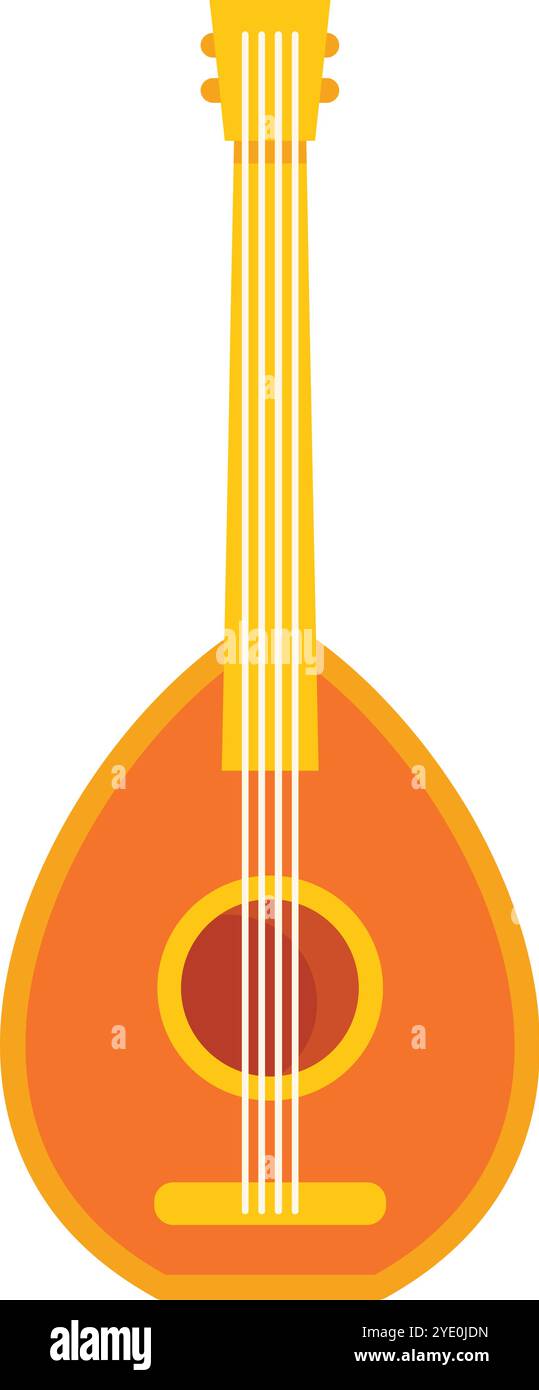 Illustration of an orange lute standing up on a white background Stock ...