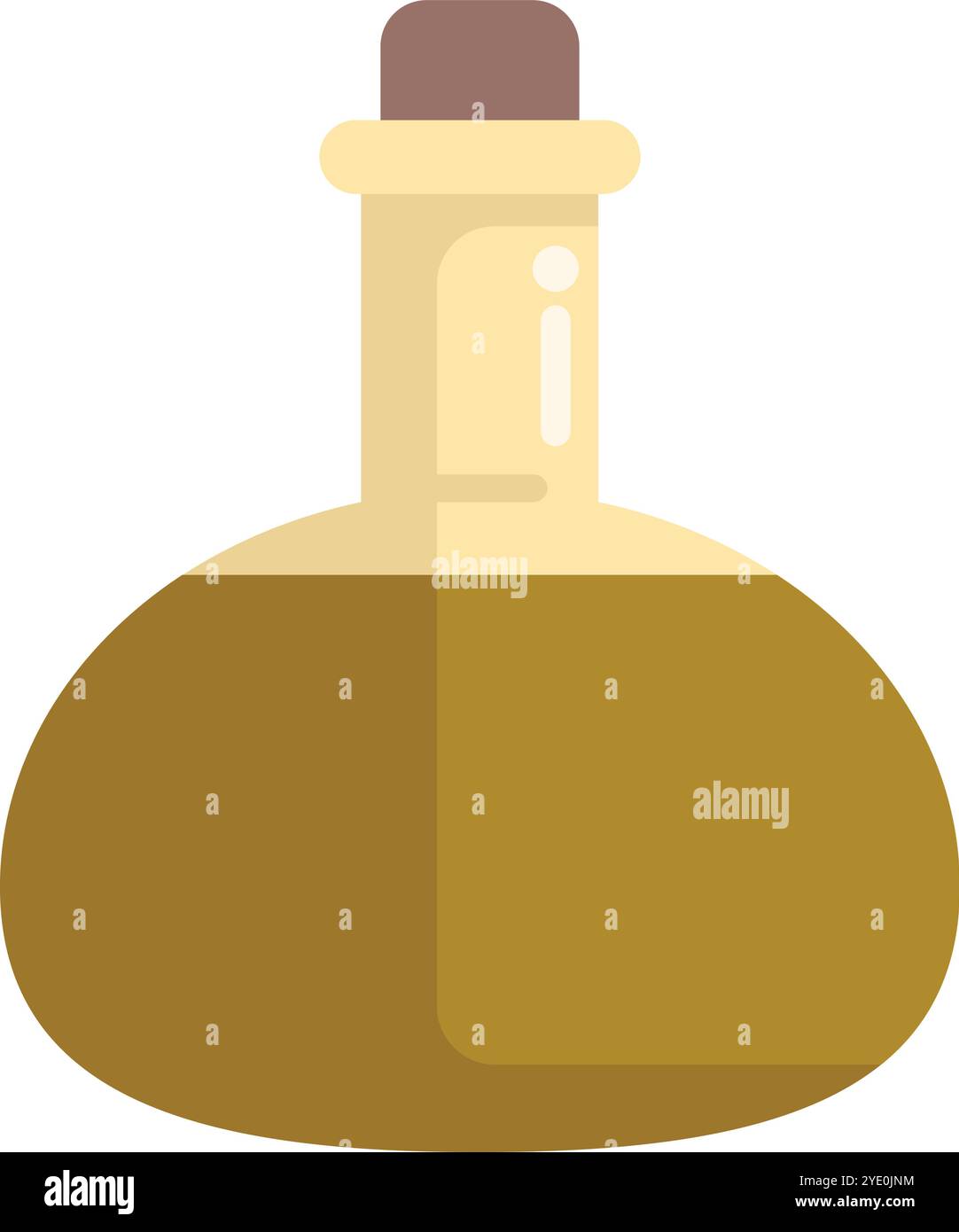Round bottom flask containing yellow liquid, stoppered with a cork ...