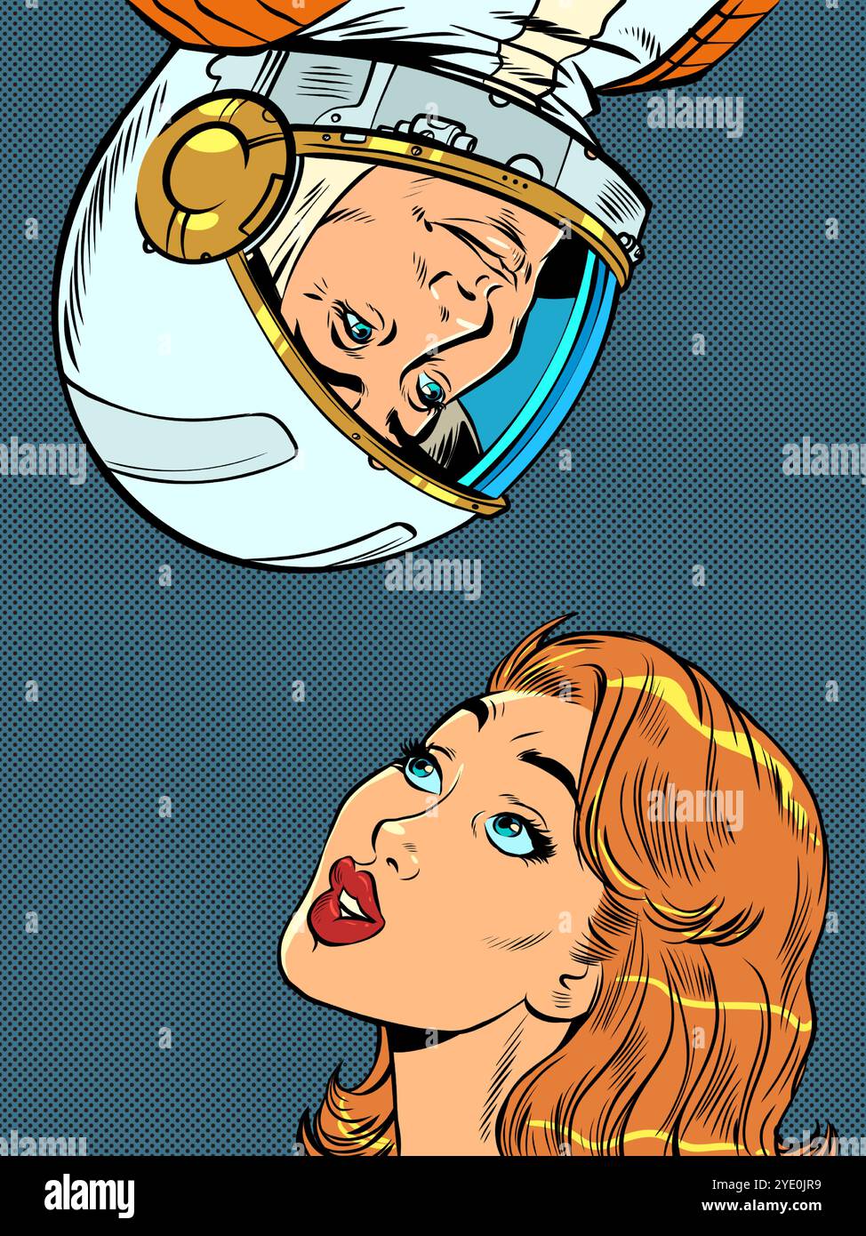 Communication between space and earth. The astronaut is on top, and the ...
