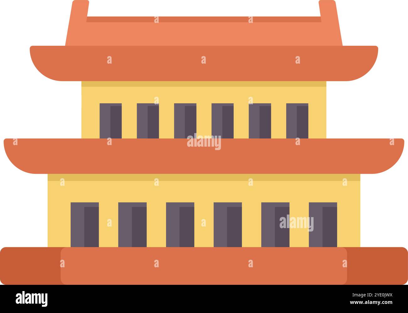 This vector illustration shows a traditional asian temple with multiple ...