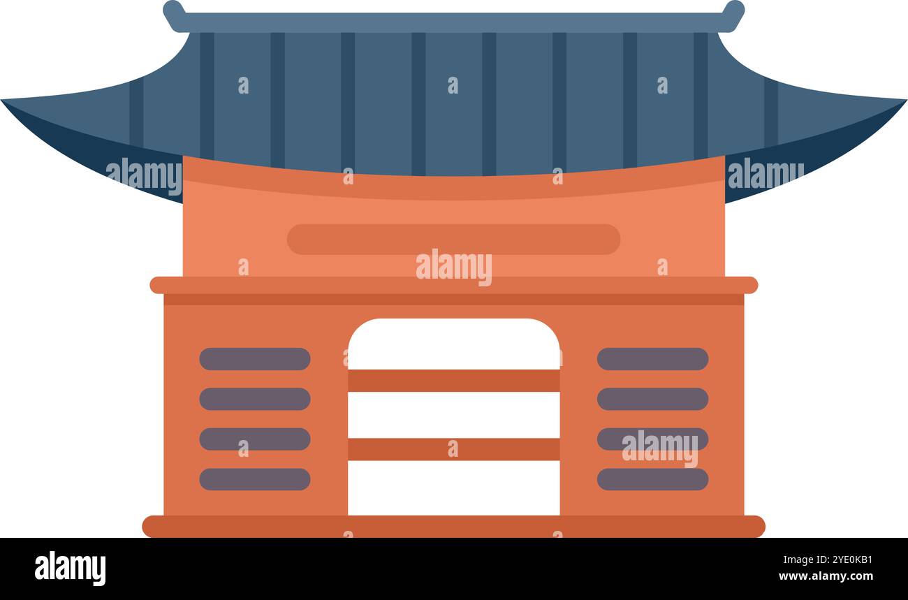 Traditional asian building with curved roof, representing ancient ...