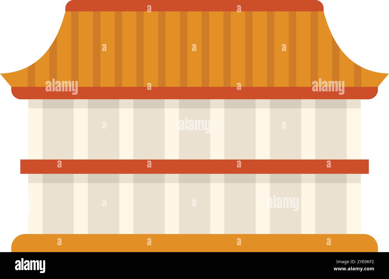 This vector illustration features an asian temple building ...