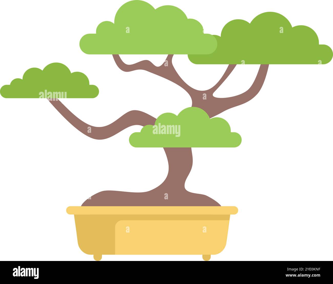 Stylized green bonsai tree growing in a pot is an element of home decor ...