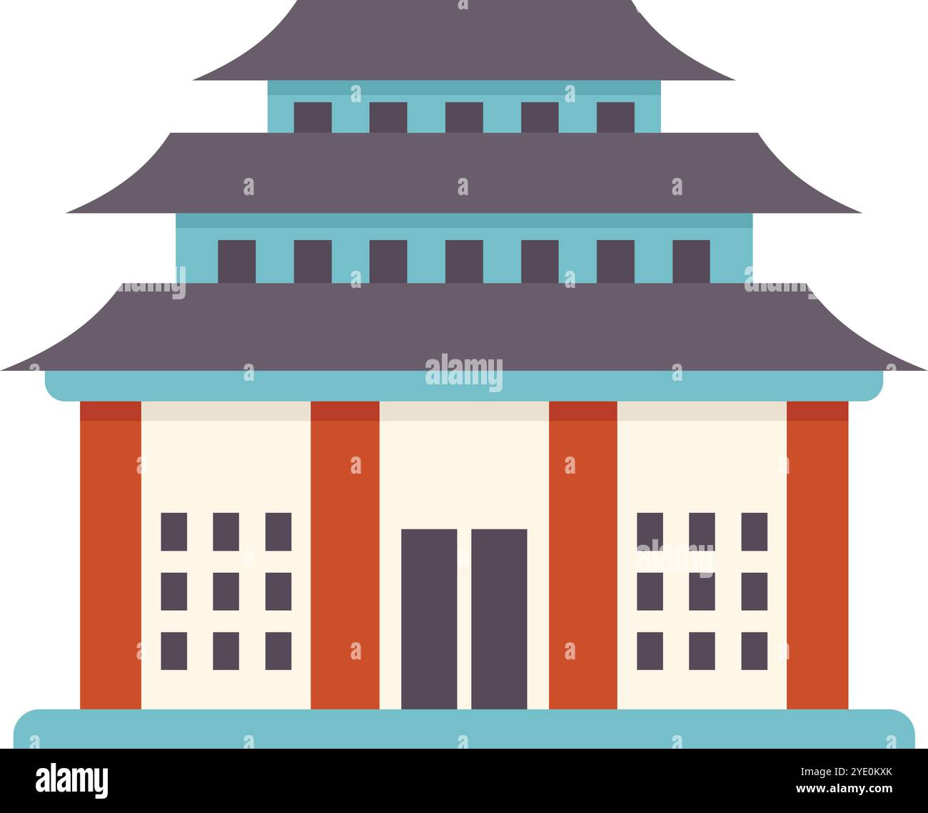 Traditional asian pagoda temple building with curved roof standing on ...