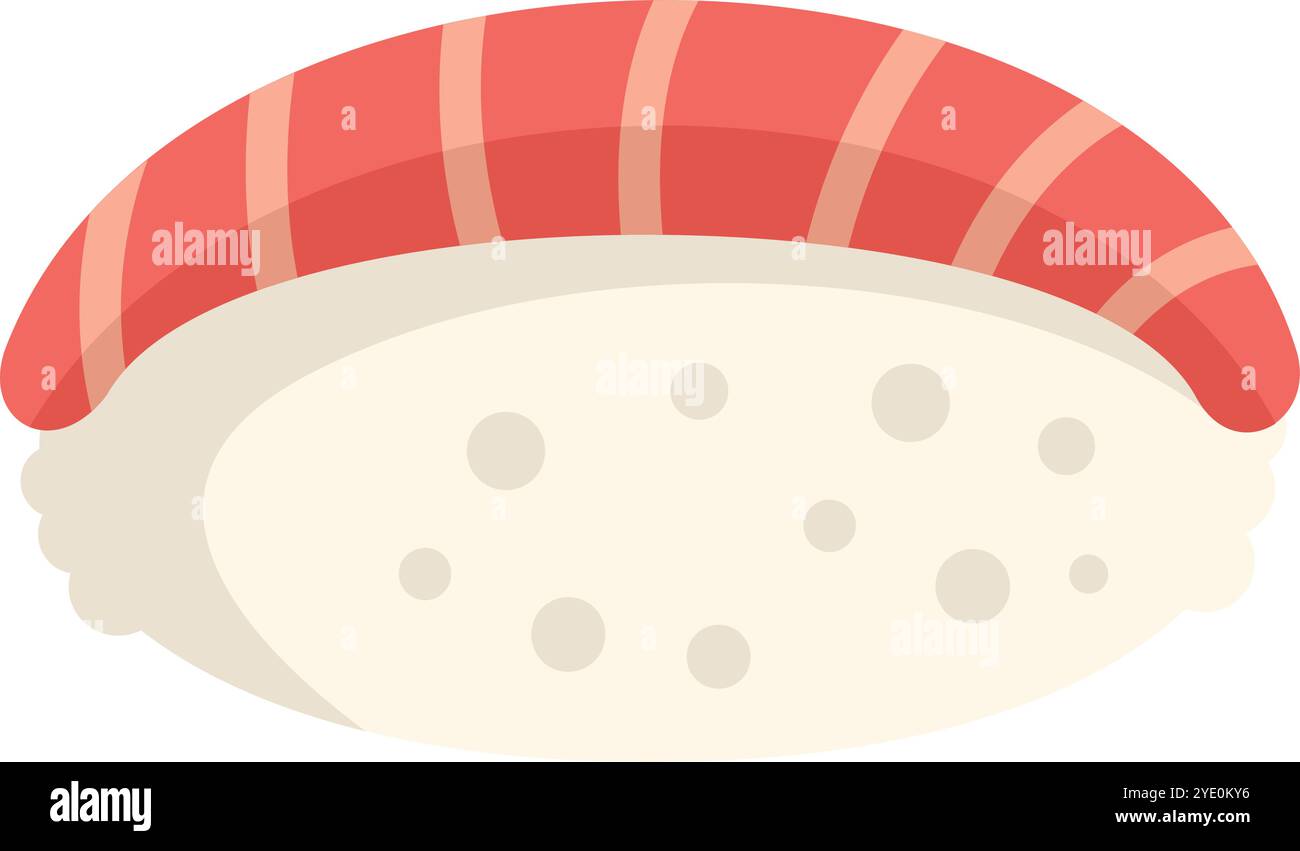 Simple illustration of a single nigiri sushi with a topping of tuna, a ...
