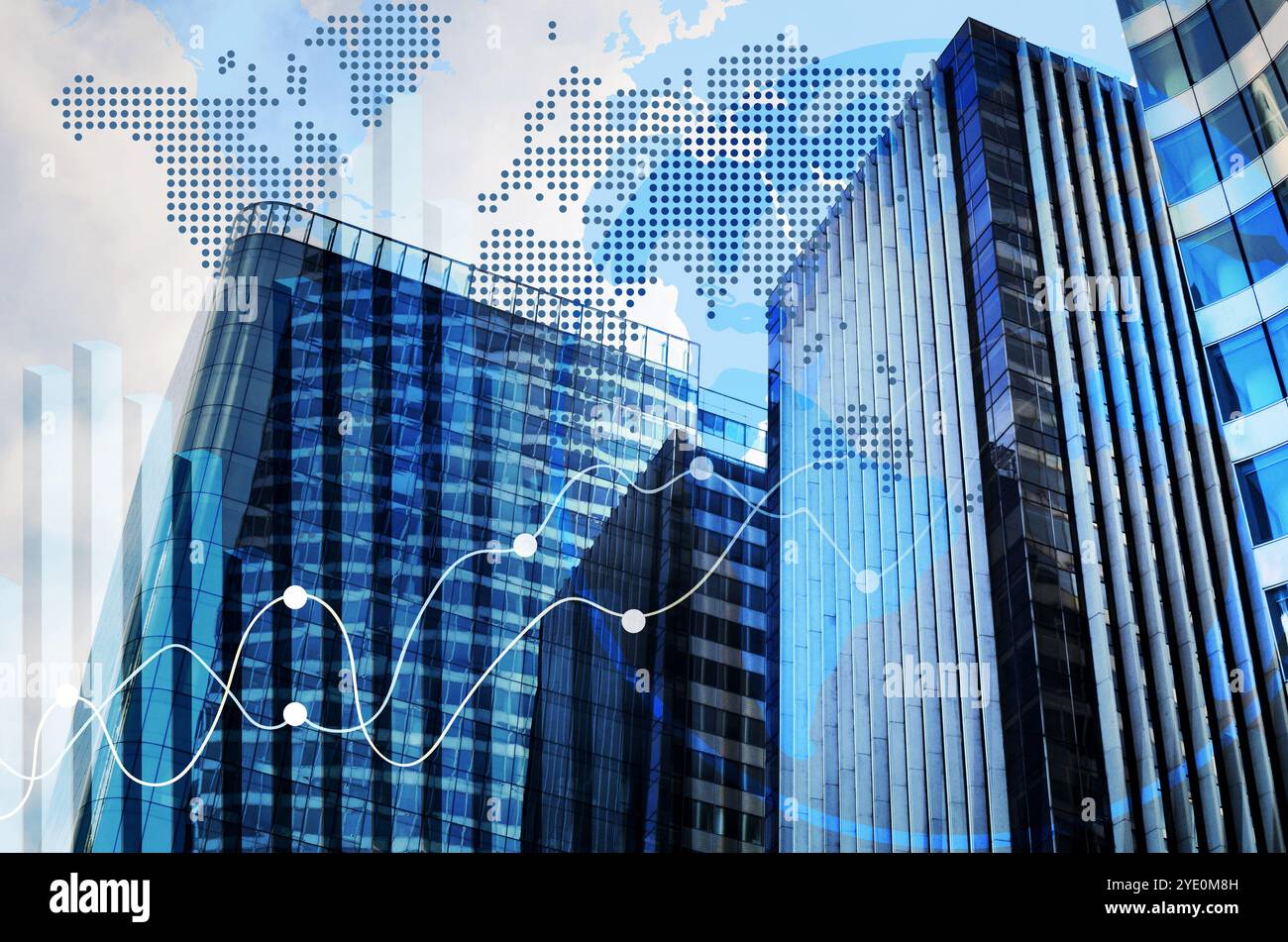 Real estate market. Modern buildings and graphs Stock Photo - Alamy
