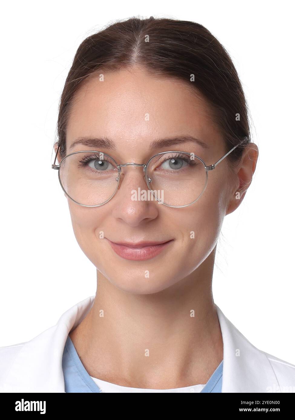 Photo of health worker for ID card or other document. Portrait of woman ...
