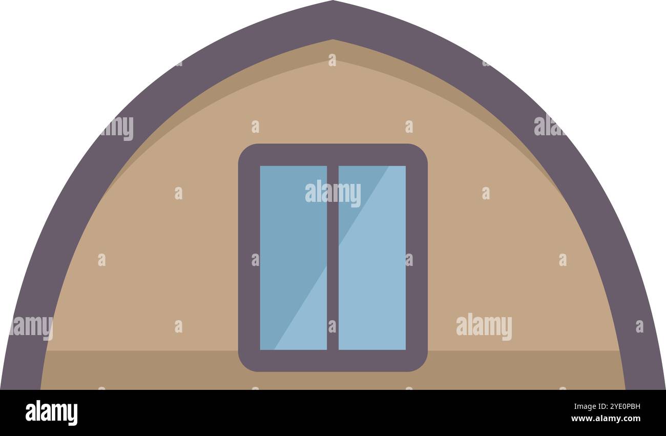 Minimalist vector illustration of a brown hut featuring a window and ...