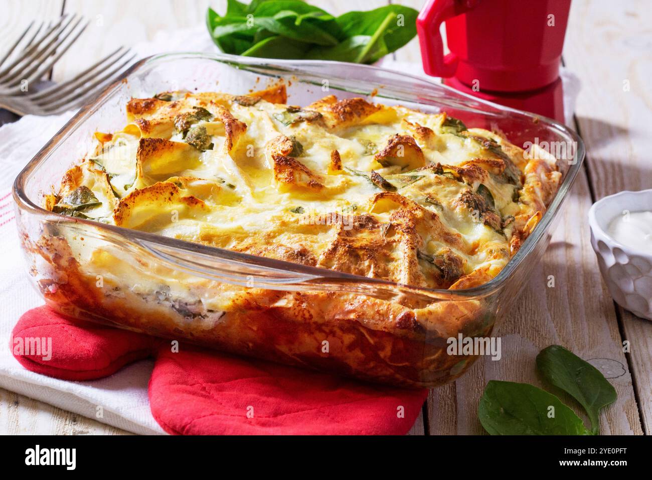 Traditional Bulgarian or Balkan pie banitsa made from filo dough, cream ...