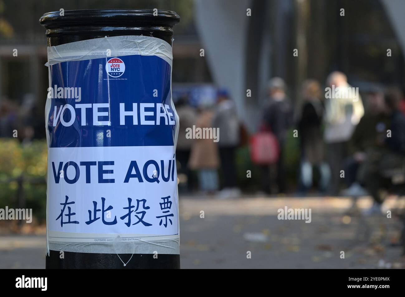 Long lines of voters outside American Museum of Natural History the ...