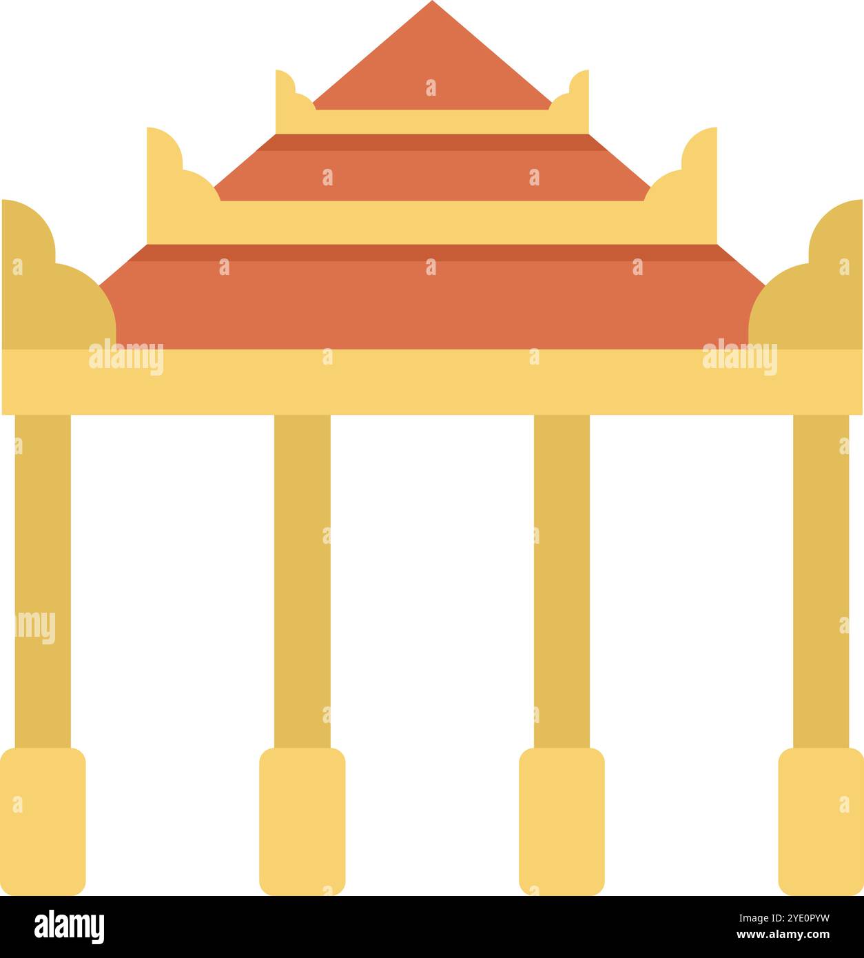 This vector illustration depicts an asian temple gate, highlighting the ...