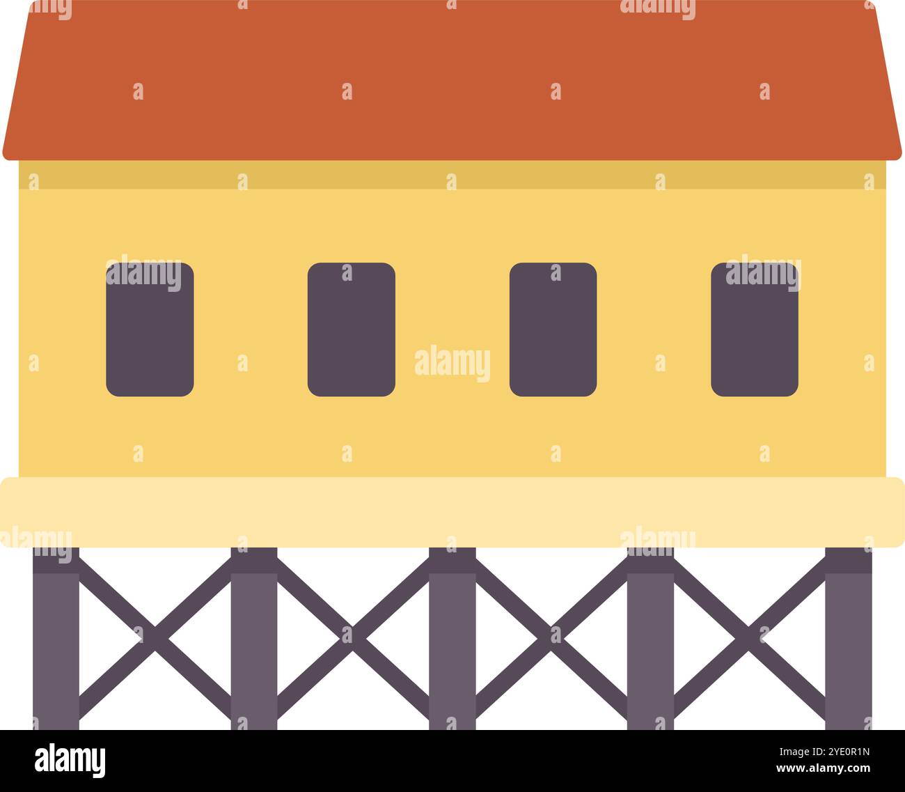 Simple vector illustration featuring a stilt house standing on wooden ...