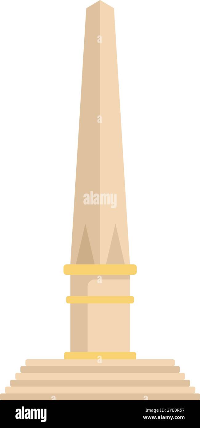 Tall obelisk standing on stone steps with golden details, isolated on ...
