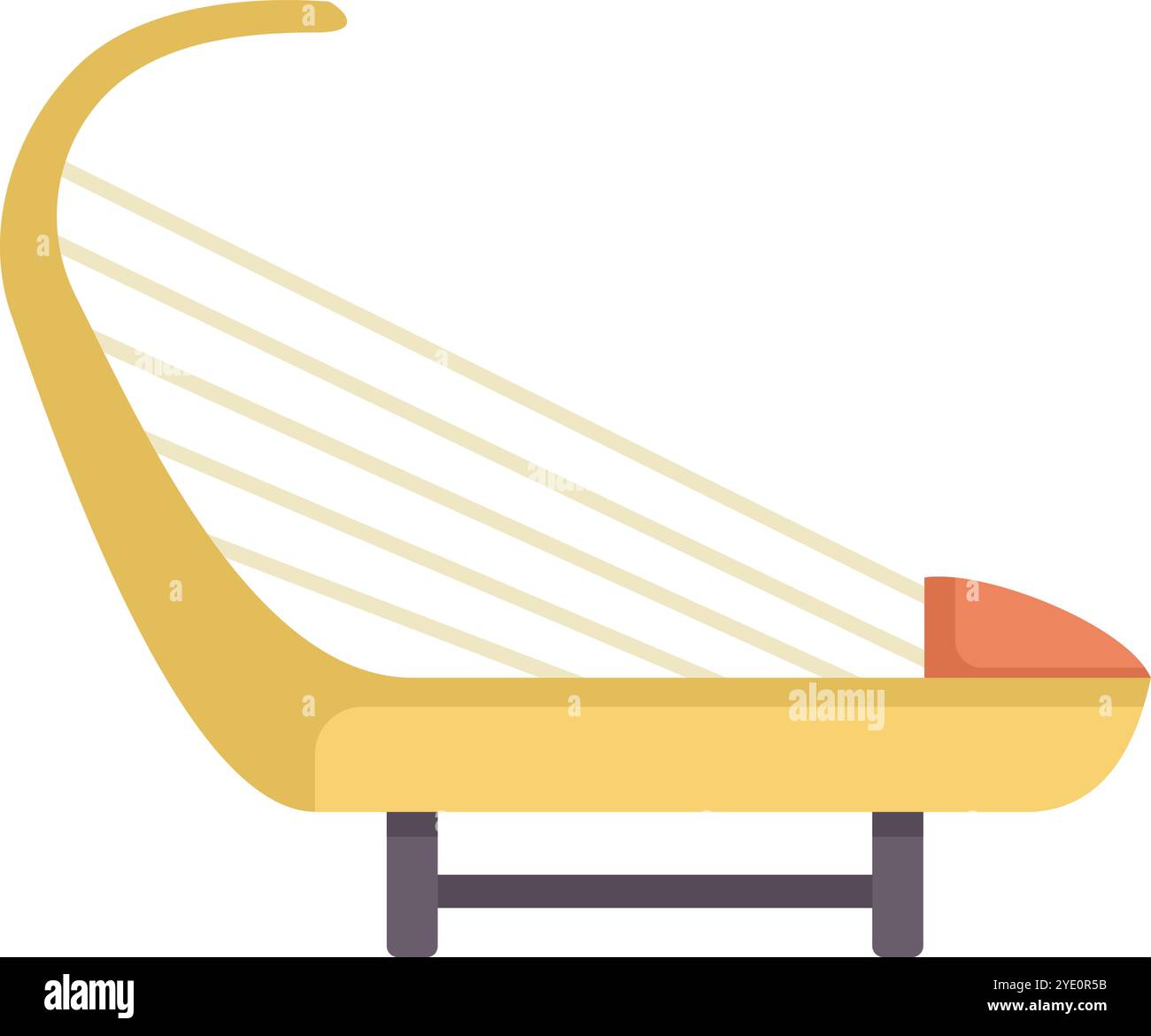 Ancient egyptian harp, a stringed musical instrument, standing on a ...