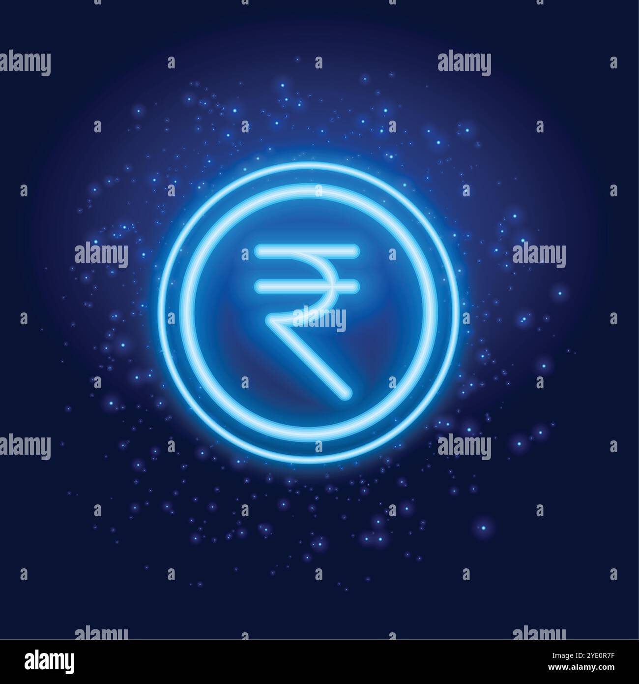 glowing digital rupee symbol background with particle effect vector ...
