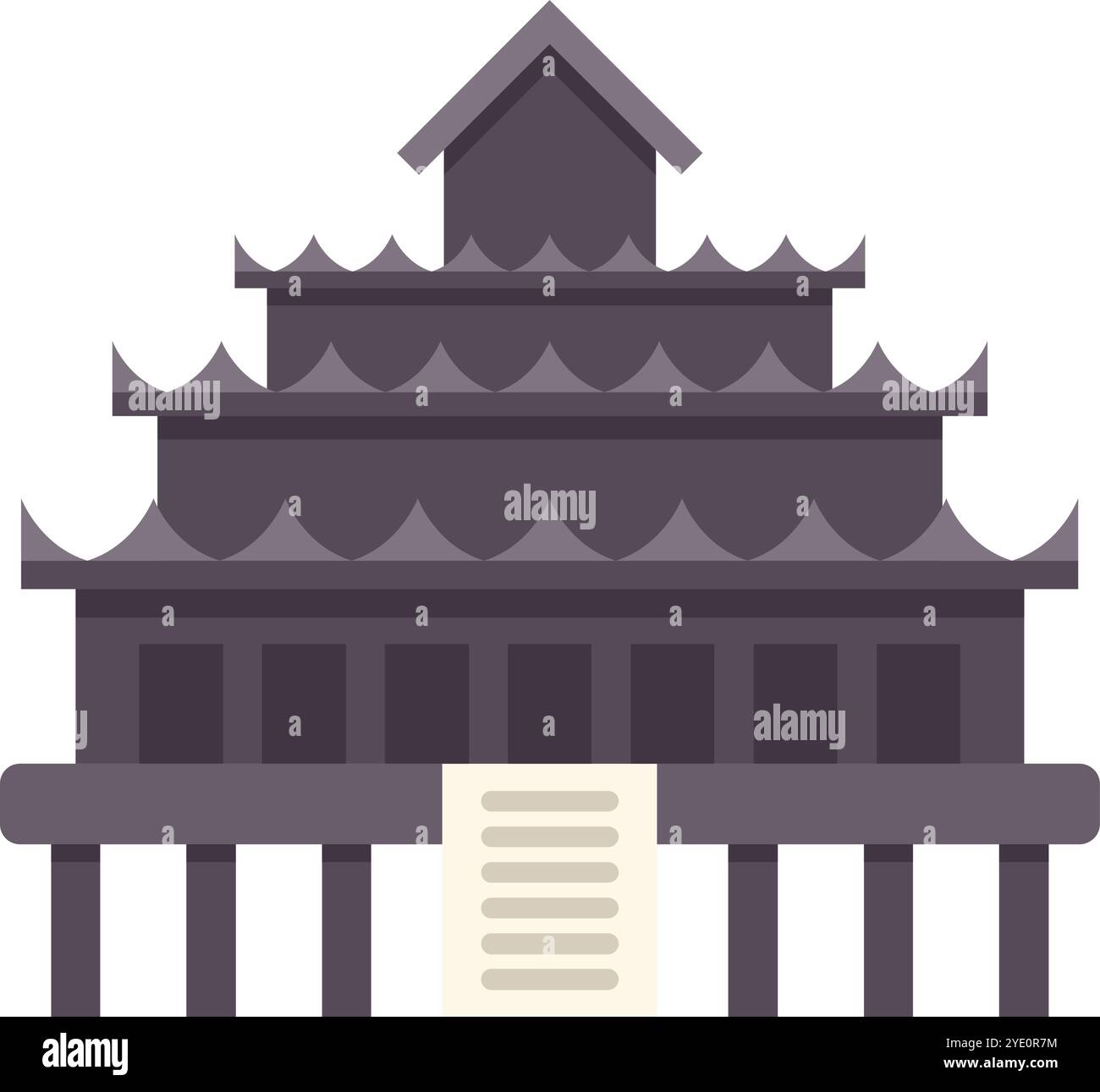 Simple vector illustration of a multi storey asian temple building with ...