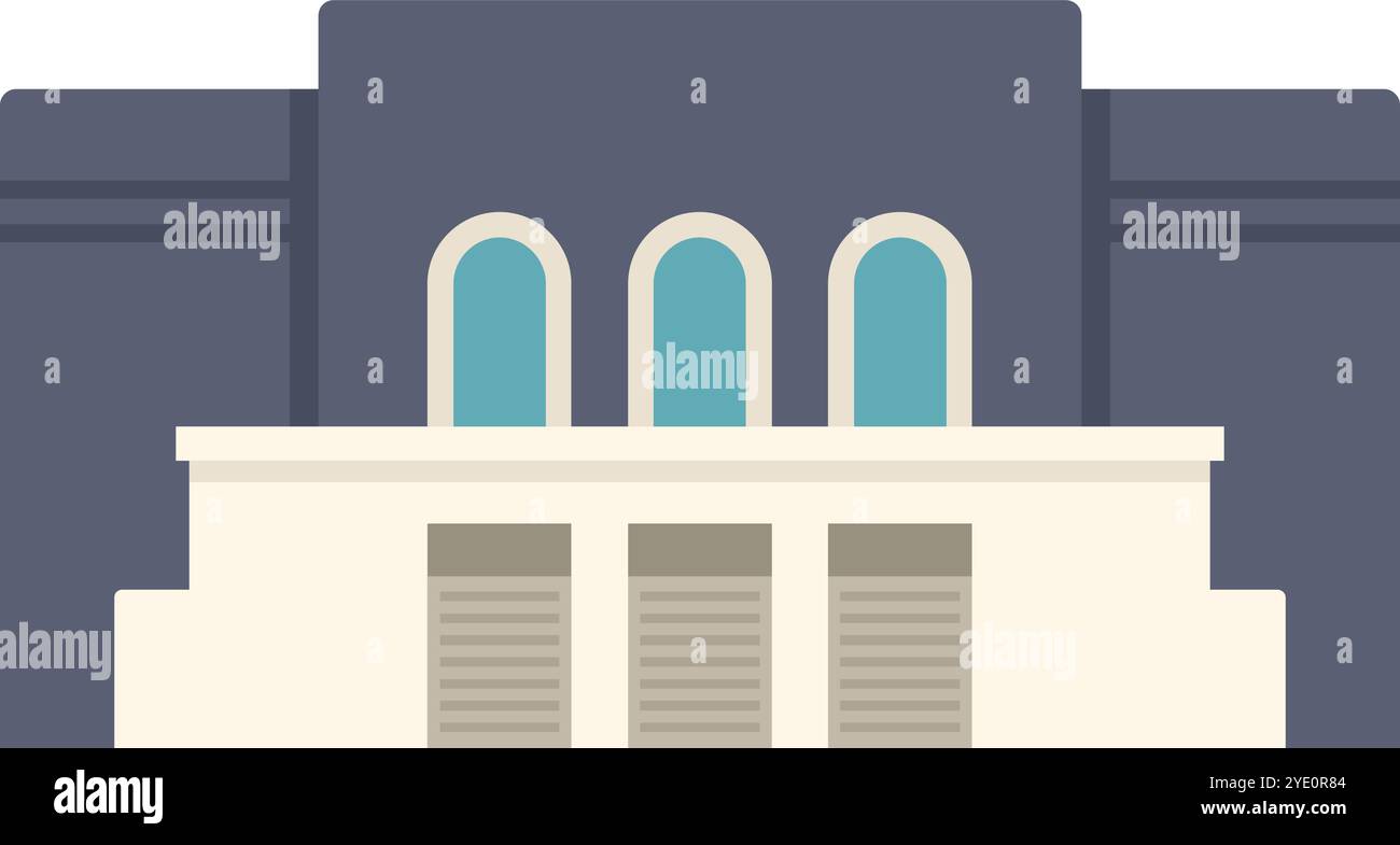 Big building facade with arched windows icon in flat style isolated on ...