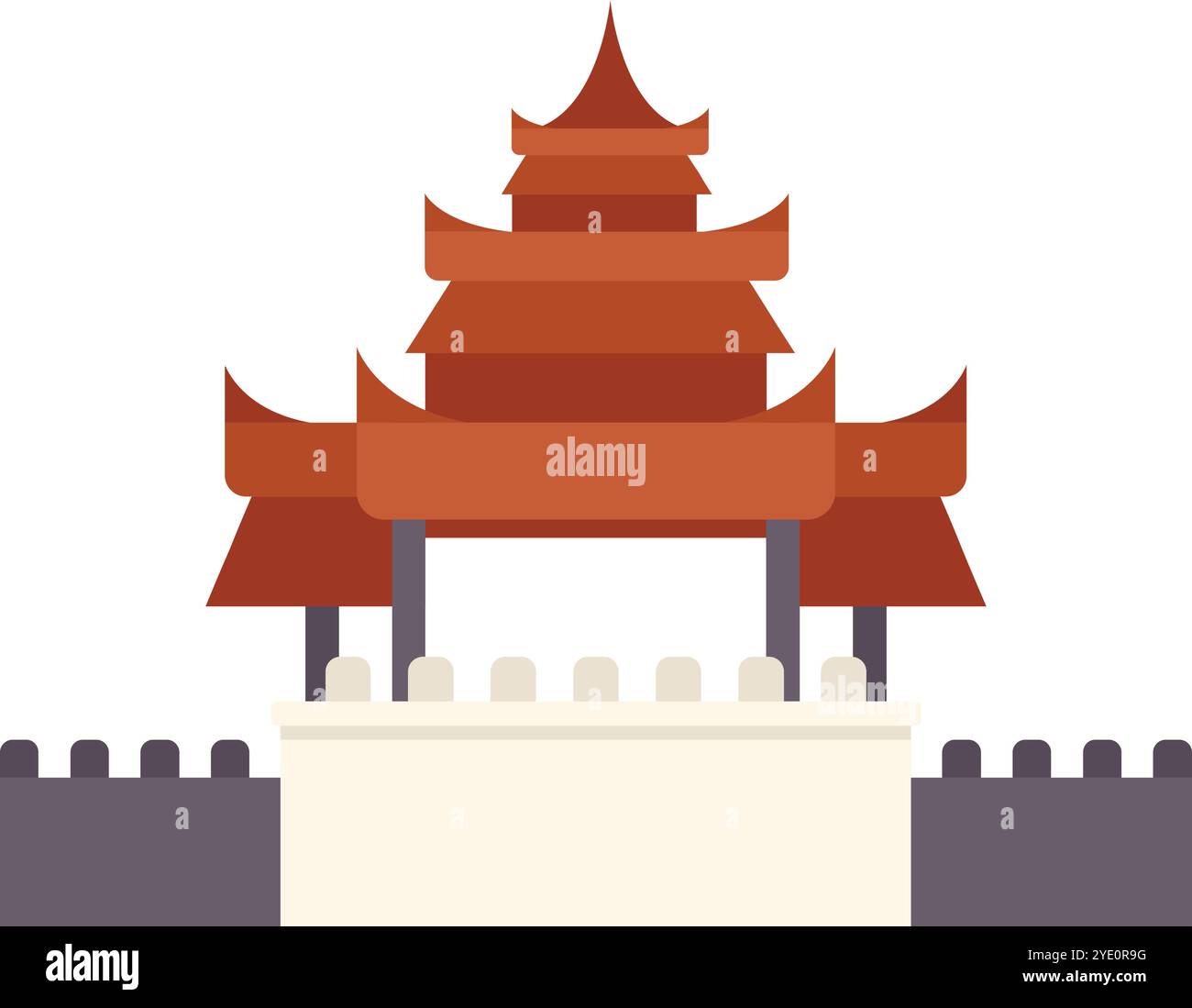 Traditional asian temple building with red roof and walls, oriental ...