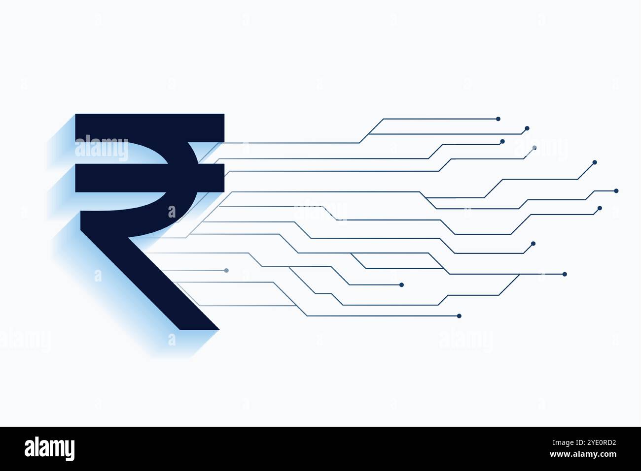 digital indian rupee with circuit lines technology concept vector Stock ...