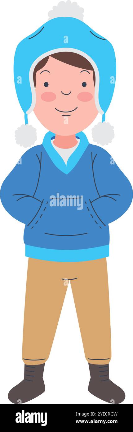 cartoon boy wearing winter clothes Stock Vector Image & Art - Alamy