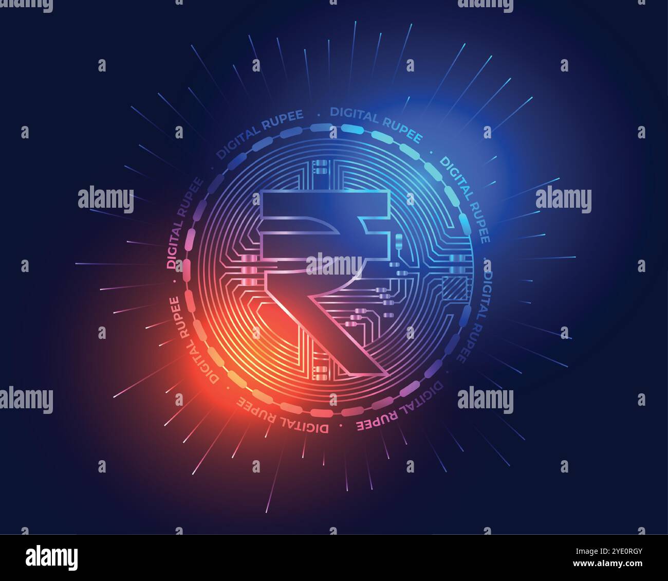 stylish digital currency indian rupee futuristic concept background ...