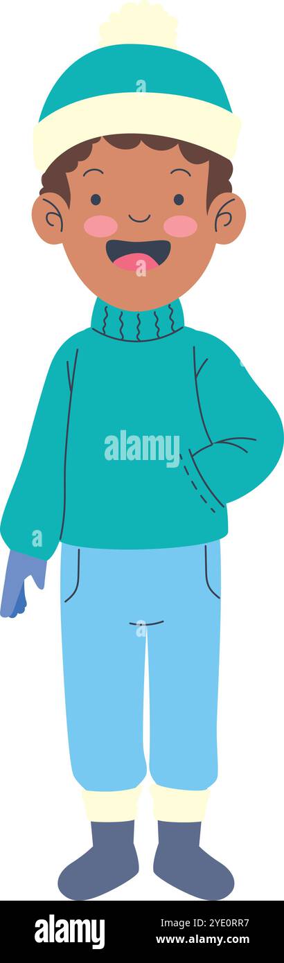 happy boy wearing winter clothes Stock Vector Image & Art - Alamy