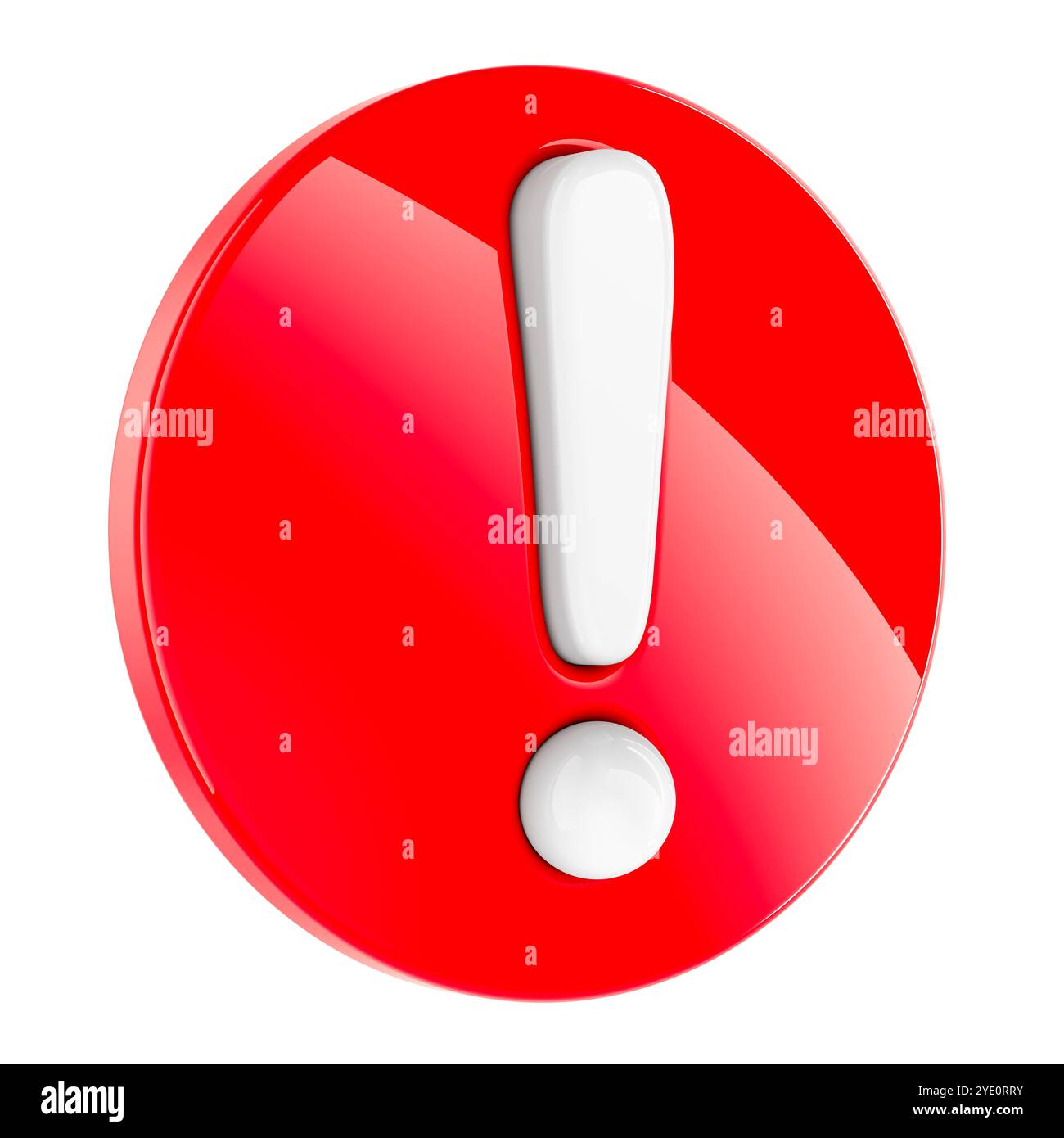 Exclamation mark, red sign. 3D rendering isolated on white background ...