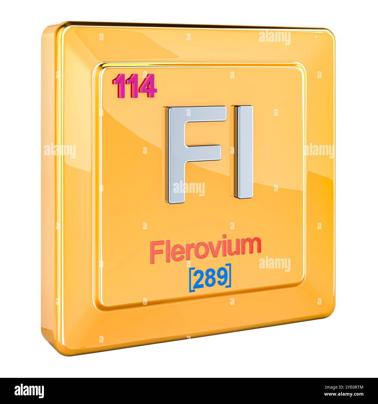 Flerovium Fl, chemical element sign with number 114 in periodic table ...