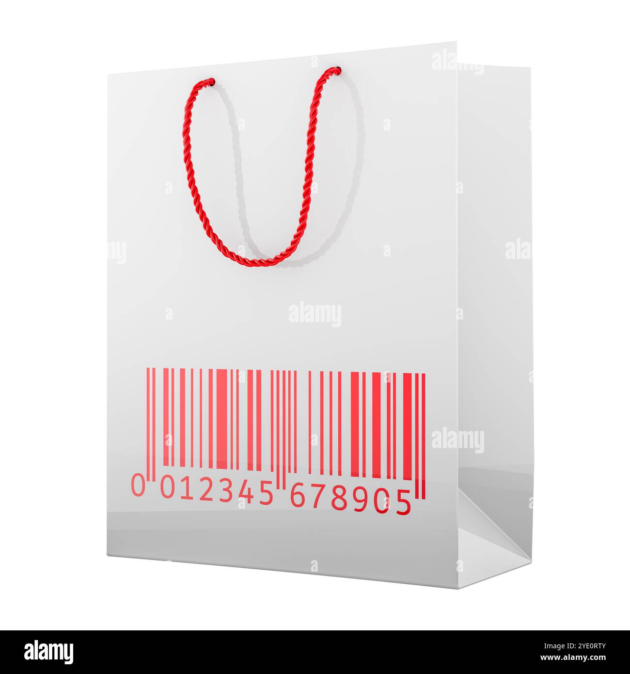 Shopping bag with barcode label. 3D rendering isolated on white ...