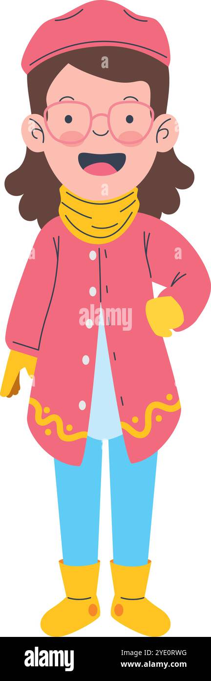 cartoon girl wearing winter clothes Stock Vector Image & Art - Alamy
