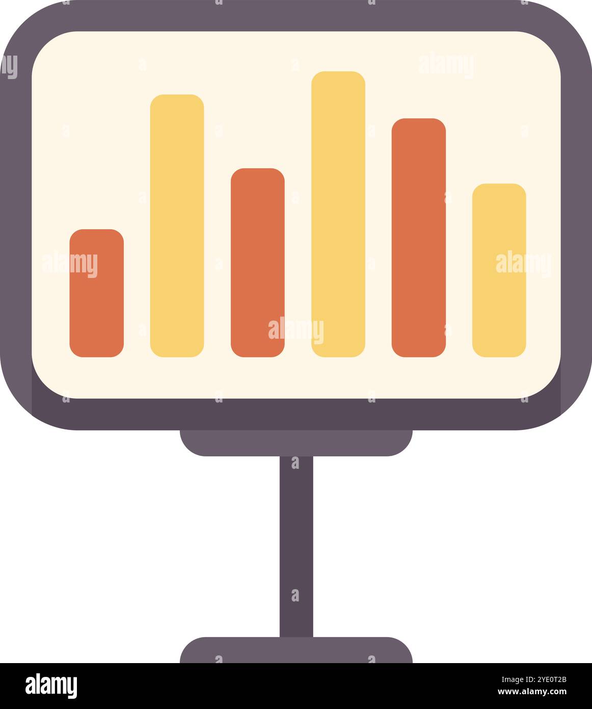 Presentation screen is showing growing bar chart analytics data for ...