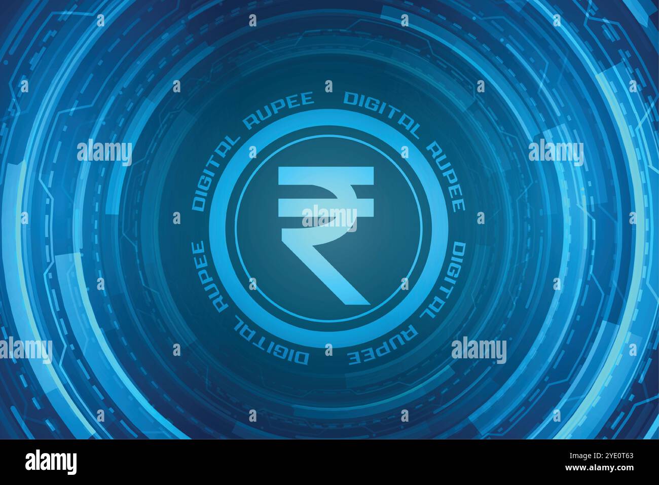 glowing digital rupee symbol in futuristic concept background vector ...